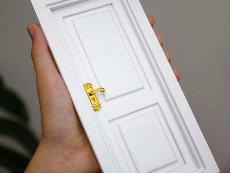 1/12 Scale 2 Panel Dollhouse Door, Miniature Doors With Knobs, White ...