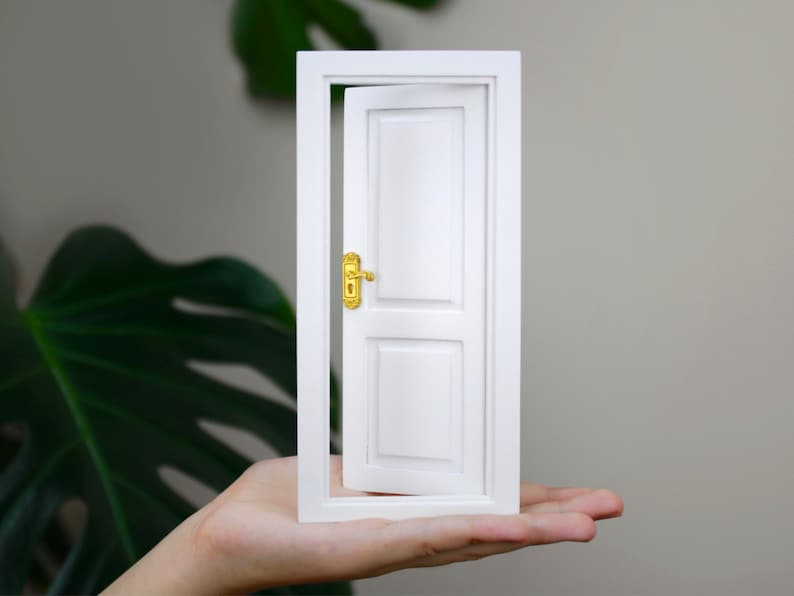 1/12 Scale 2 Panel Dollhouse Door, Miniature Doors With Knobs, White ...