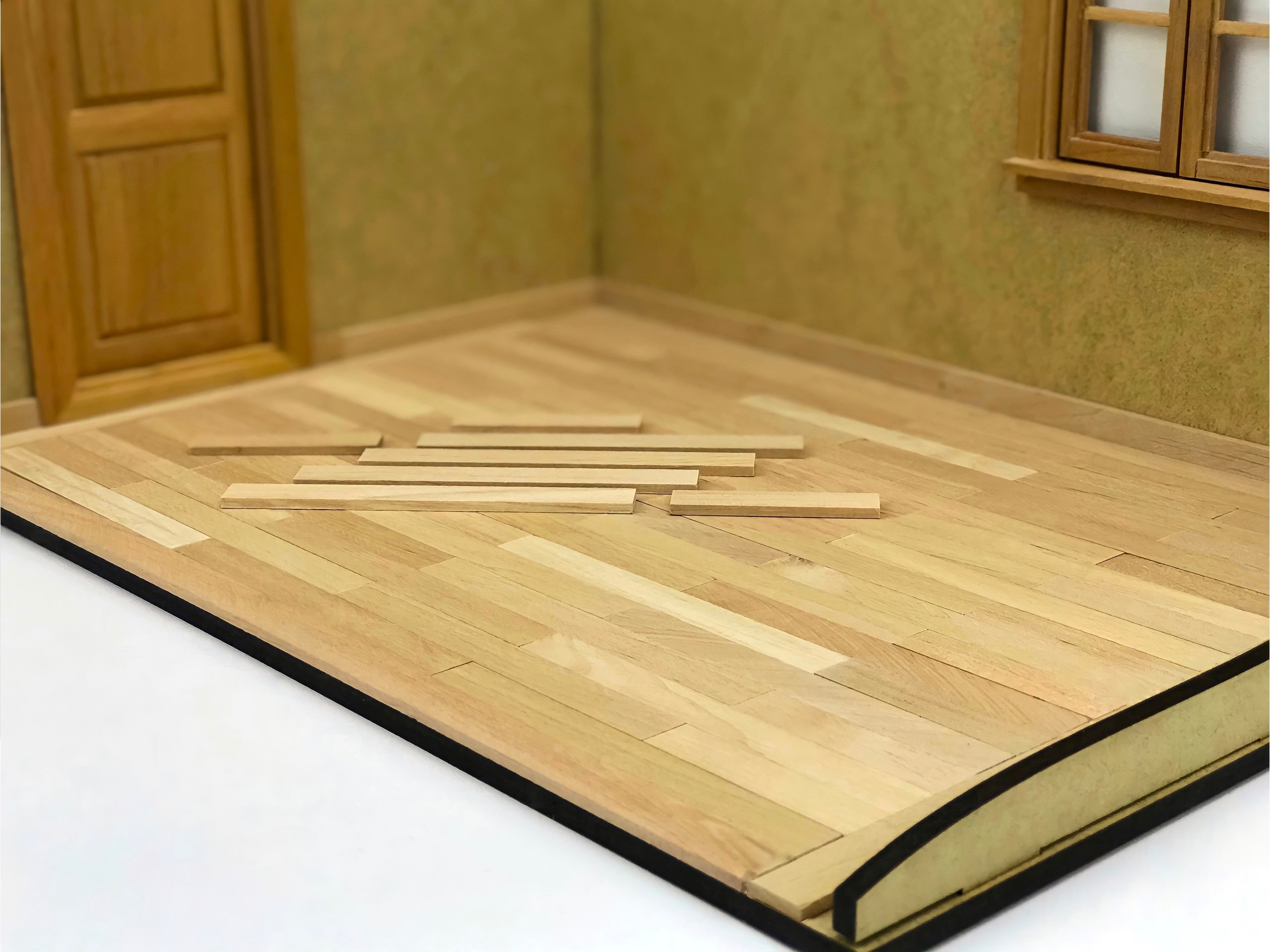 1/12 Scale Real Wood Floor, Dollshouse Mini Flooring, Roombox Floor ...