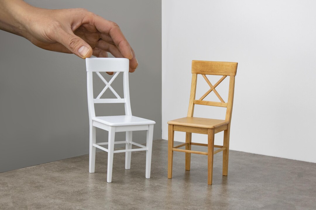 1/6 Scale Wooden Dollhouse Chair, Miniature Dining Chair - Etsy