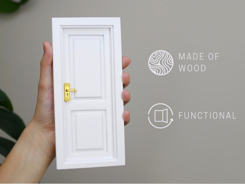 1/12 Scale 2 Panel Dollhouse Door, Miniature Doors With Knobs, White ...