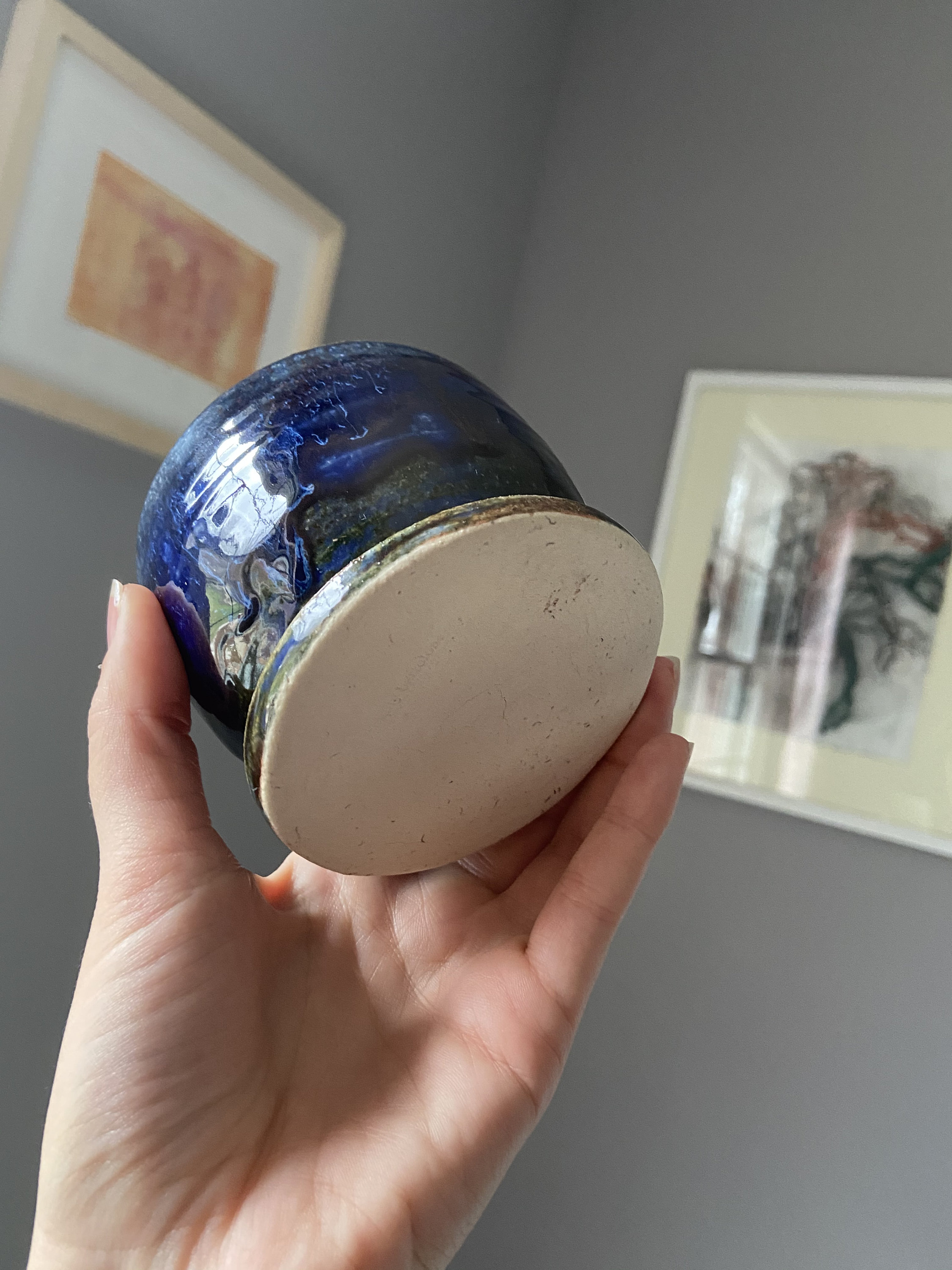 Blue Ceramic Flower Pot with Dish . Handmade Natural Clay Pot | Etsy