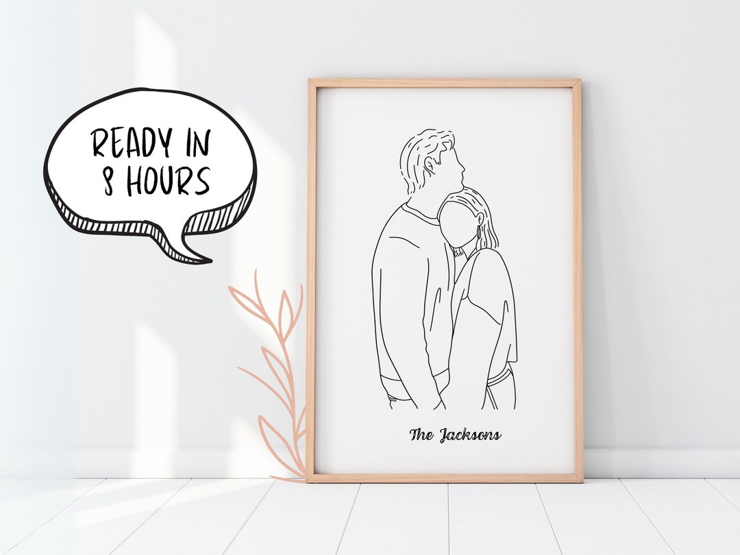 Custom Personalized Couple Line Drawing Portrait Gift, Minimalist ...