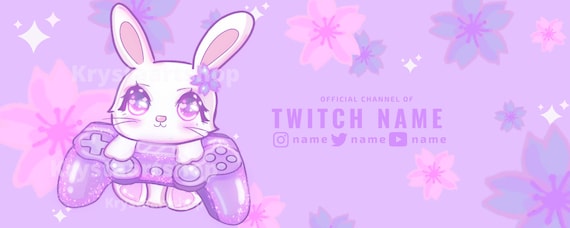 Twitch Banner Sakura Purple Kawaii Bunny | Etsy Canada