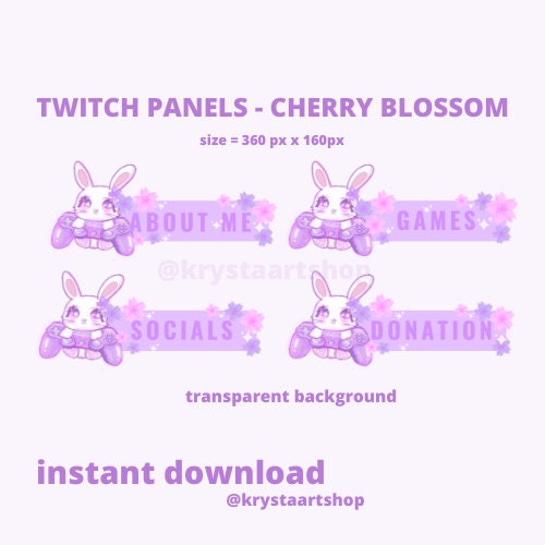 Twitch Banner Sakura Purple Kawaii Bunny - Etsy
