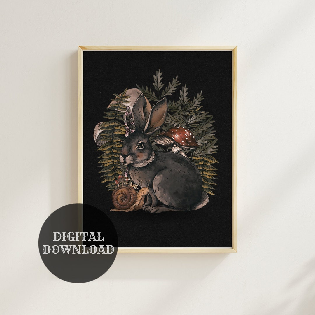 Dark Cottagecore Prints, Vintage Moody Botanical Woodland Printable ...