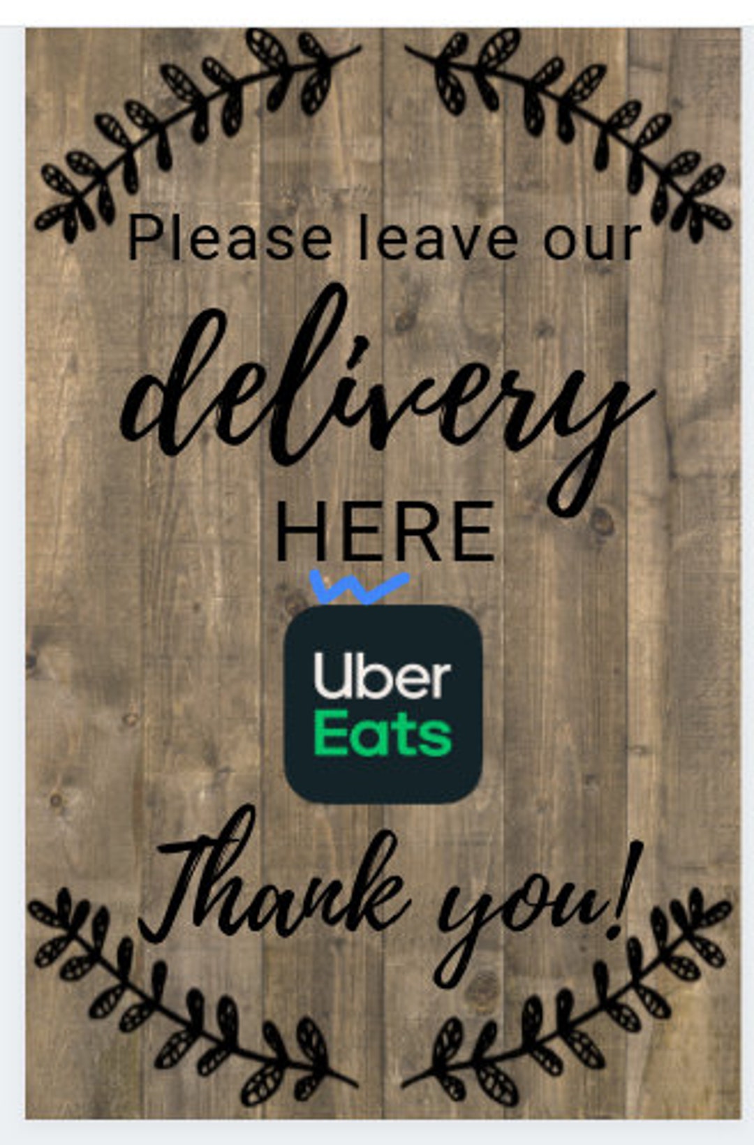 Rustic Farmhouse Ubereats Delivery Sign - Etsy