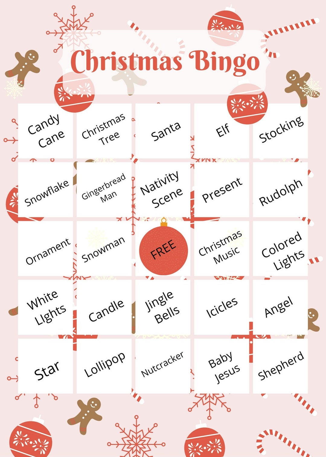 Christmas Bingo *canva Template* Scavenger Hunt 2 - Etsy