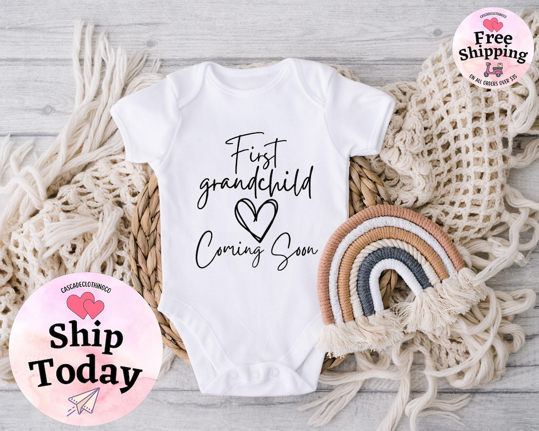 First Grandchild Coming Soon, First Grandbaby Onesie®, Grandparent ...