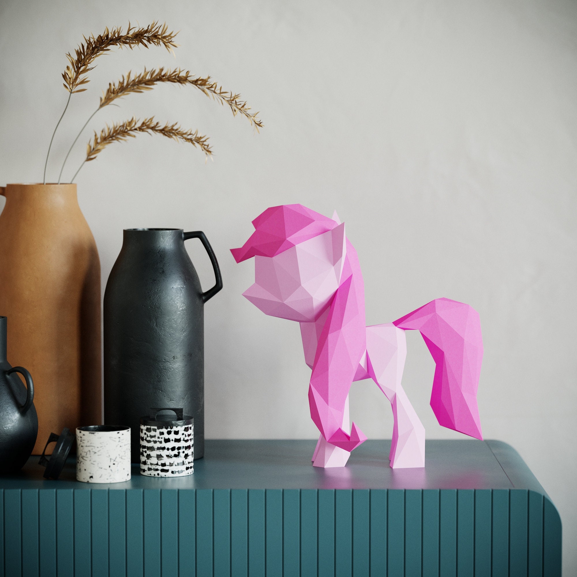 Yona DIY Little Pony Papercraft Kit, Abstract Low Poly 3D Origami ...