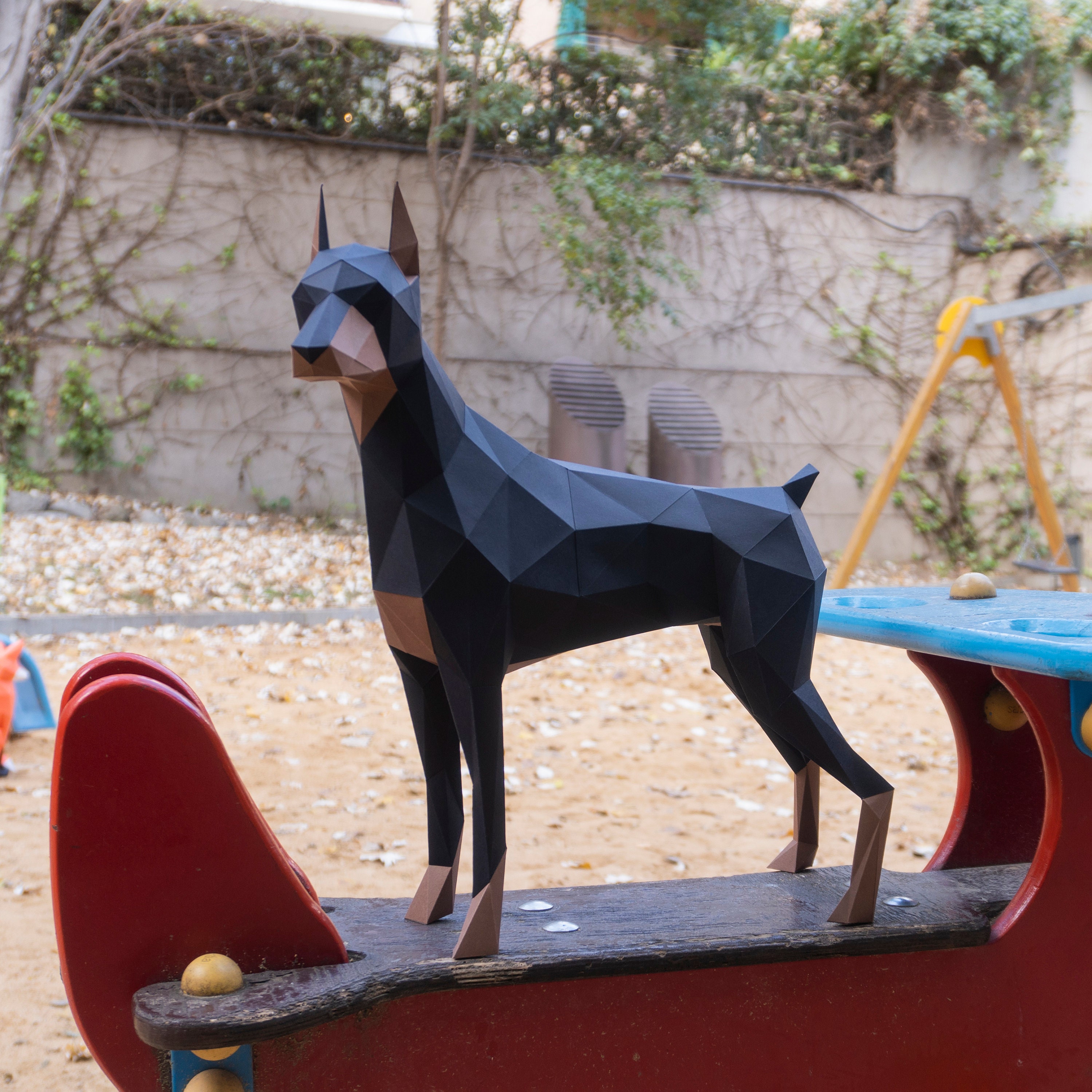 Yona DIY Doberman Pinscher Papercraft Kit, Abstract Low Poly 3D Origami ...