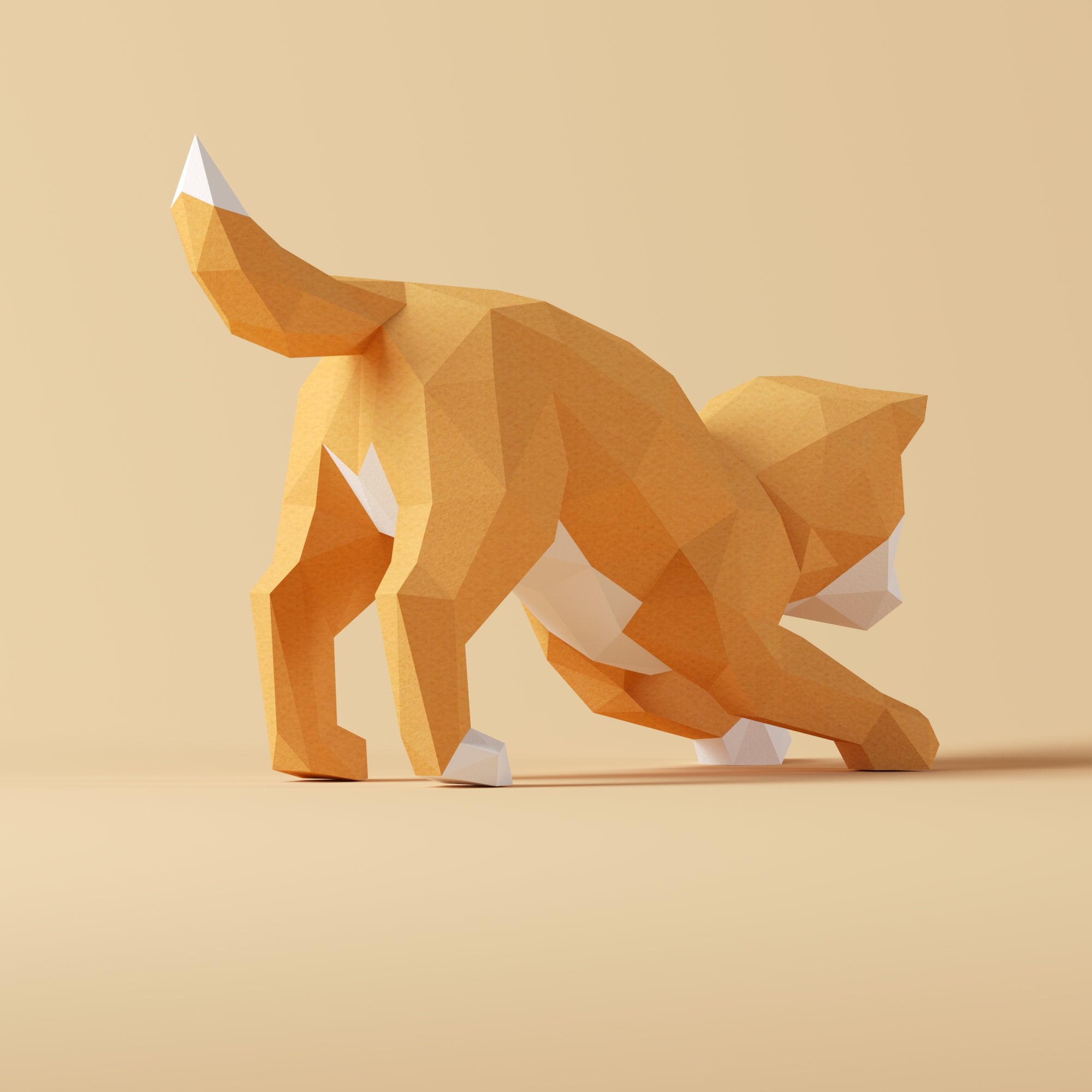 Yona DIY Shiba INU Papercraft Kit, Abstract Low Poly 3D Origami Puzzle ...