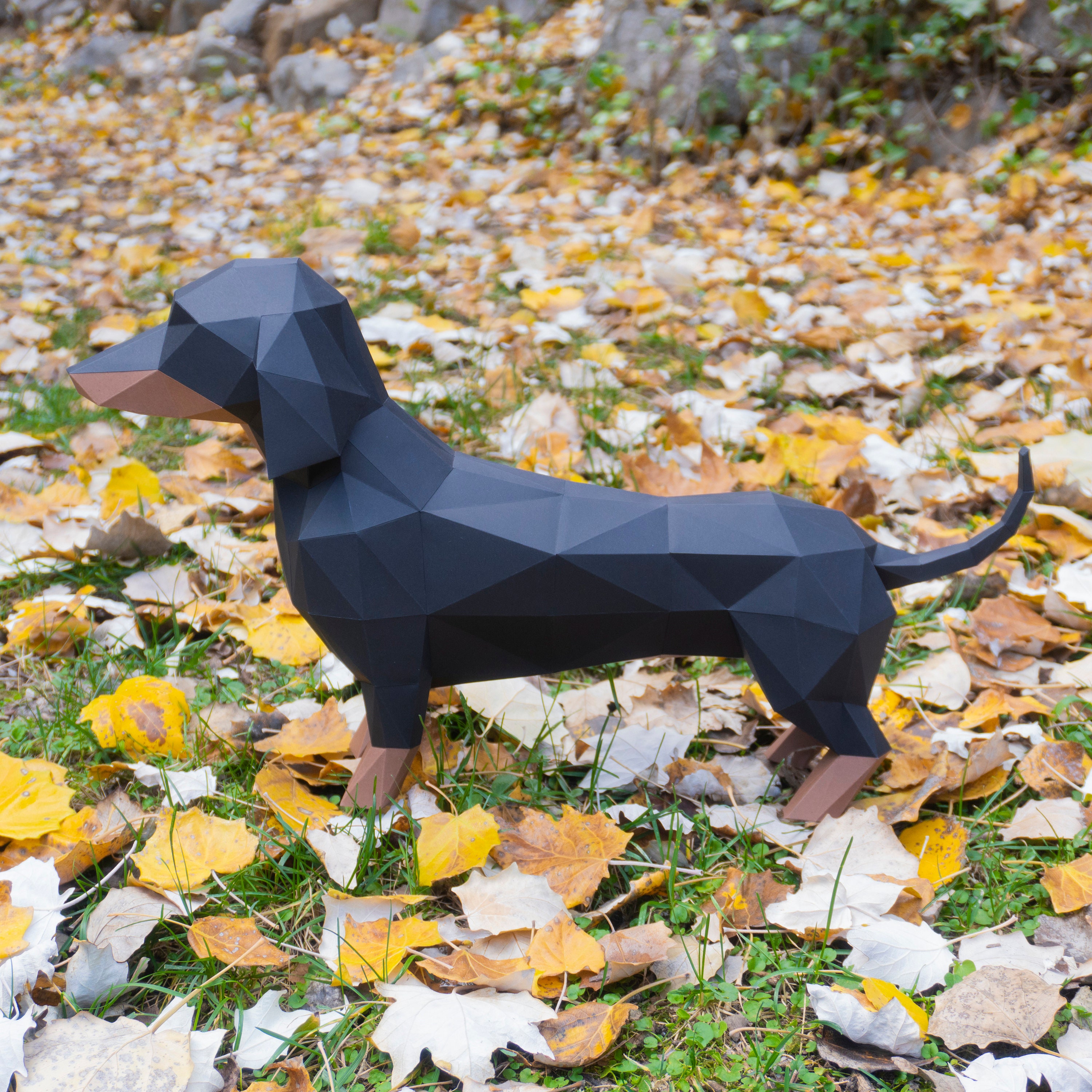 Yona DIY Dachshund Papercraft Kit Abstract Low Poly 3D - Etsy