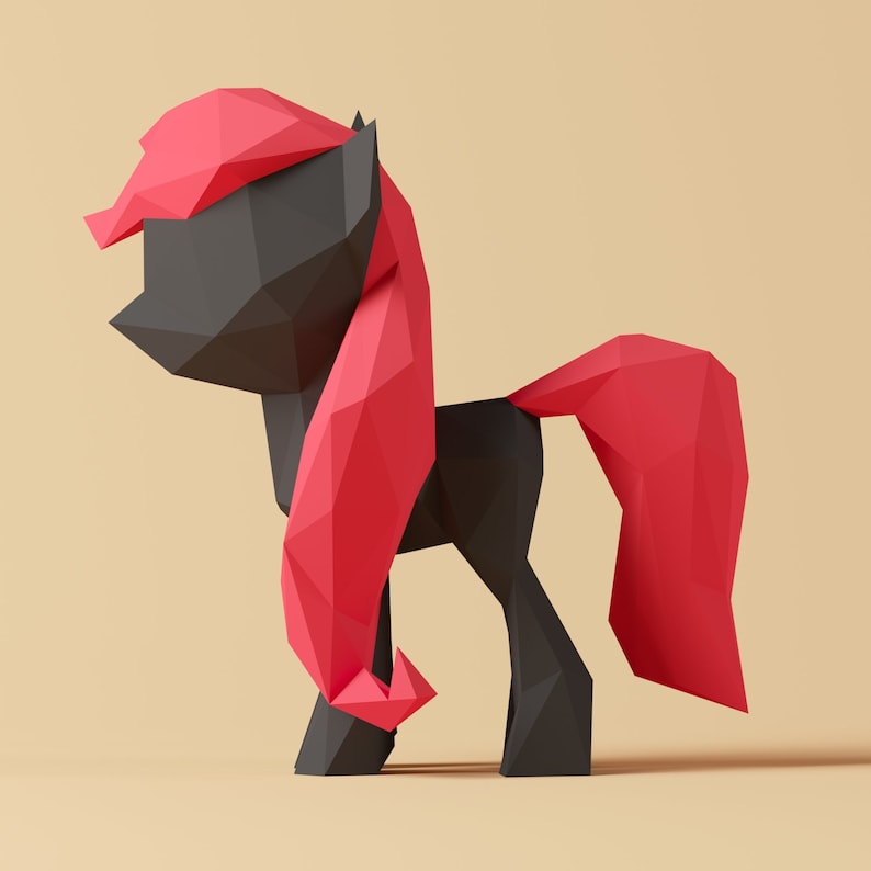Yona DIY Little Pony Papercraft Kit, Abstract Low Poly 3D Origami ...