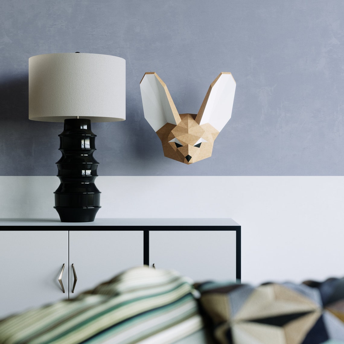 Yona DIY Fennec Fox Papercraft Kit, Abstract Low Poly 3D Origami Puzzle ...