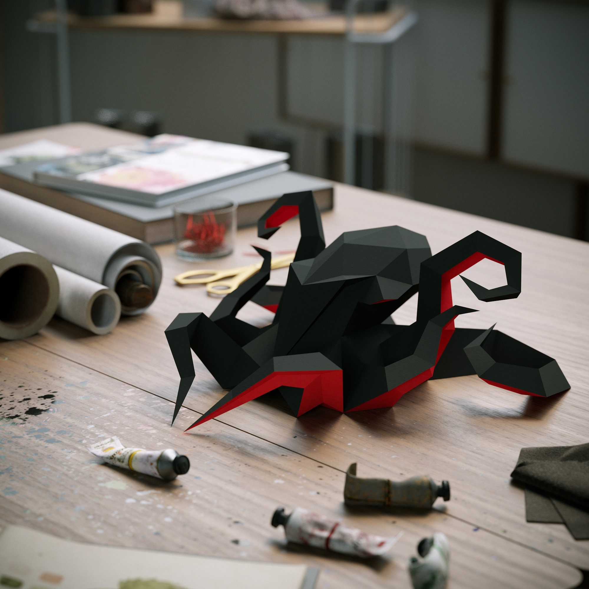 Yona DIY Octopus Papercraft Kit, Abstract Low Poly 3D Origami Puzzle ...