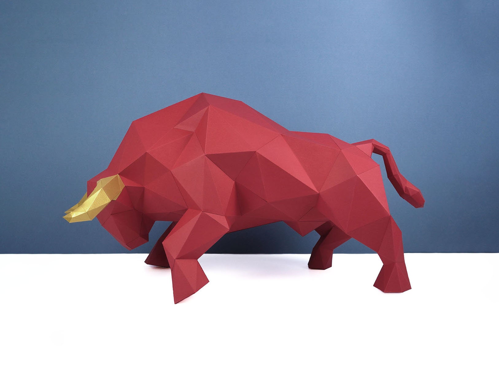 Yona DIY Bull Papercraft Kit, Abstract Low Poly 3D Origami Puzzle for ...