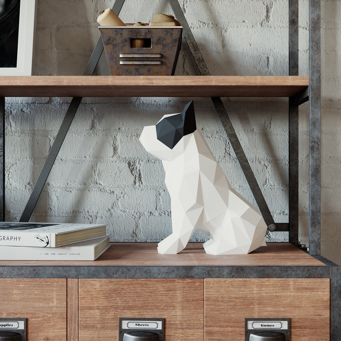Yona DIY French Bulldog Papercraft Kit Abstract Low Poly 3D - Etsy