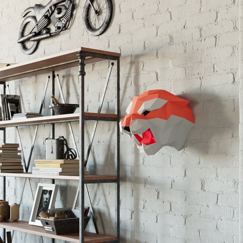 Yona DIY Tiger Head Papercraft Kit, Abstract Low Poly 3D Origami Puzzle ...