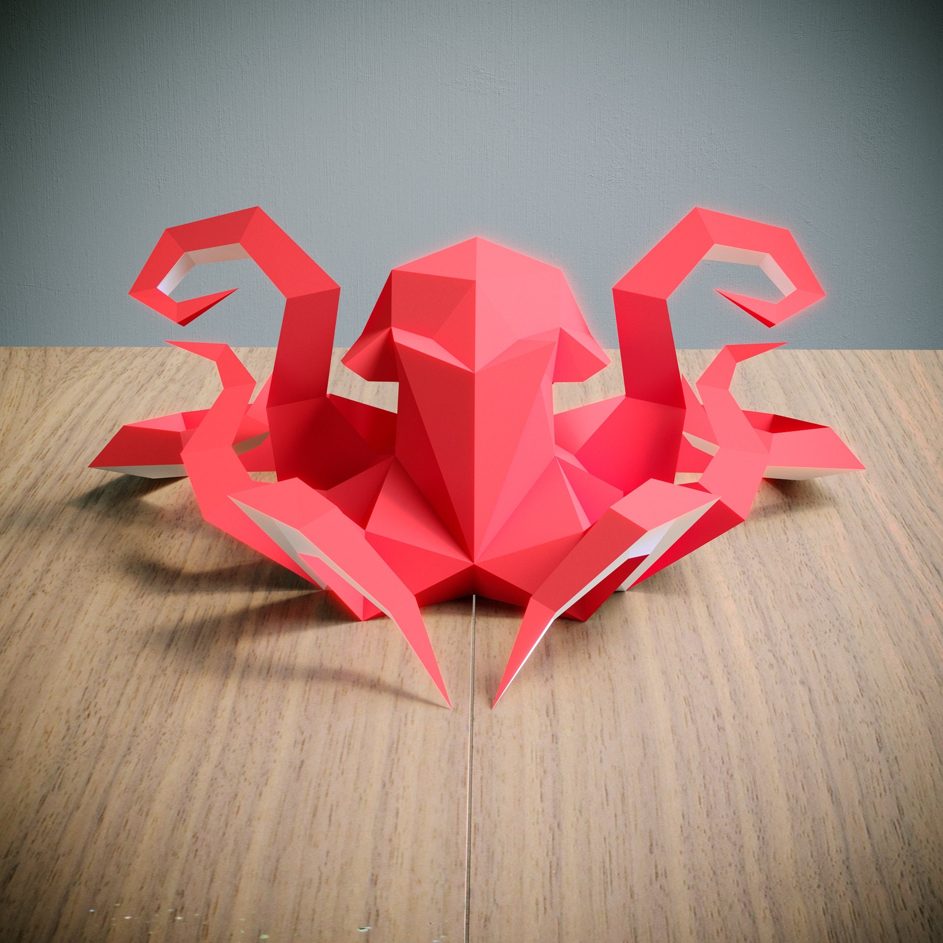 Yona DIY Octopus Papercraft Kit, Abstract Low Poly 3D Origami Puzzle ...