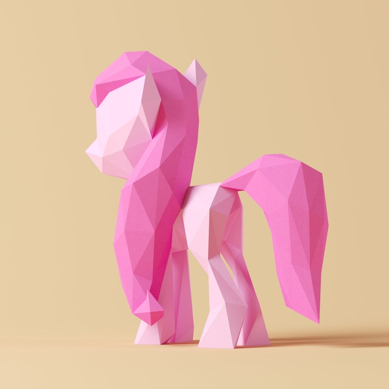 Yona DIY Little Pony Papercraft Kit Abstract Low Poly 3D - Etsy
