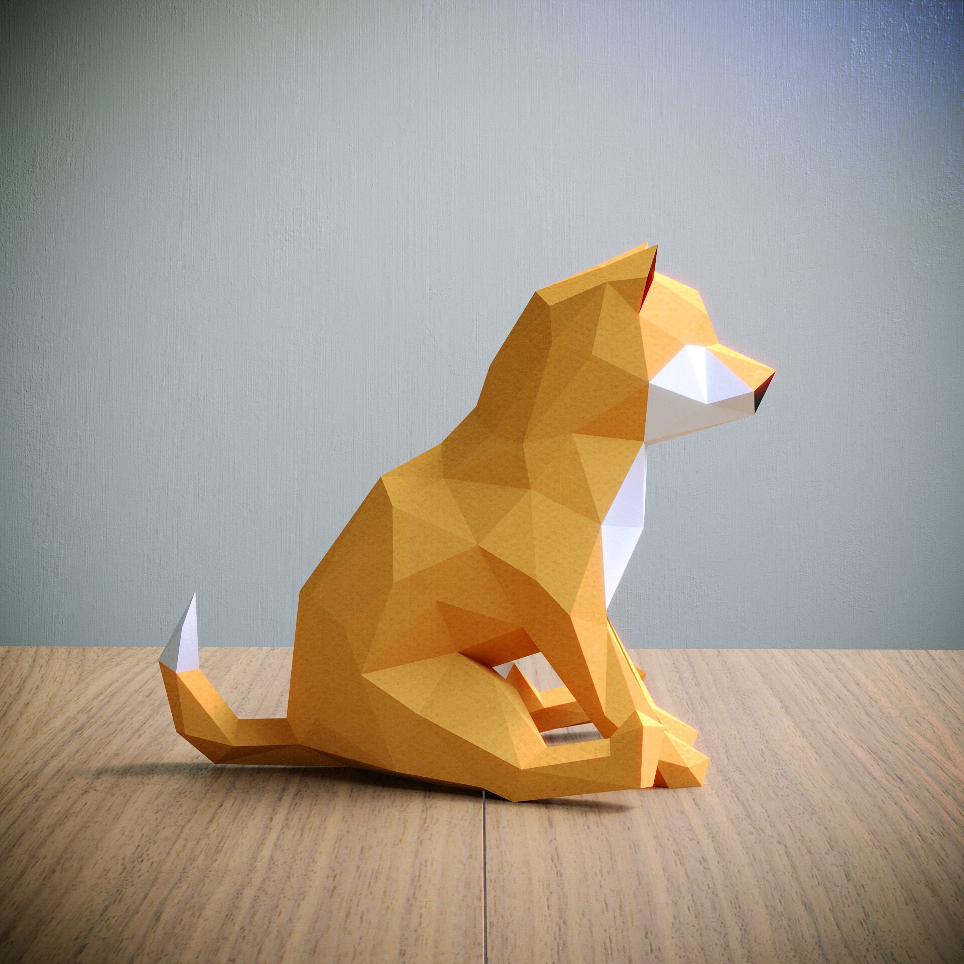 Yona DIY Shiba INU Papercraft Kit, Abstract Low Poly 3D Origami Puzzle ...