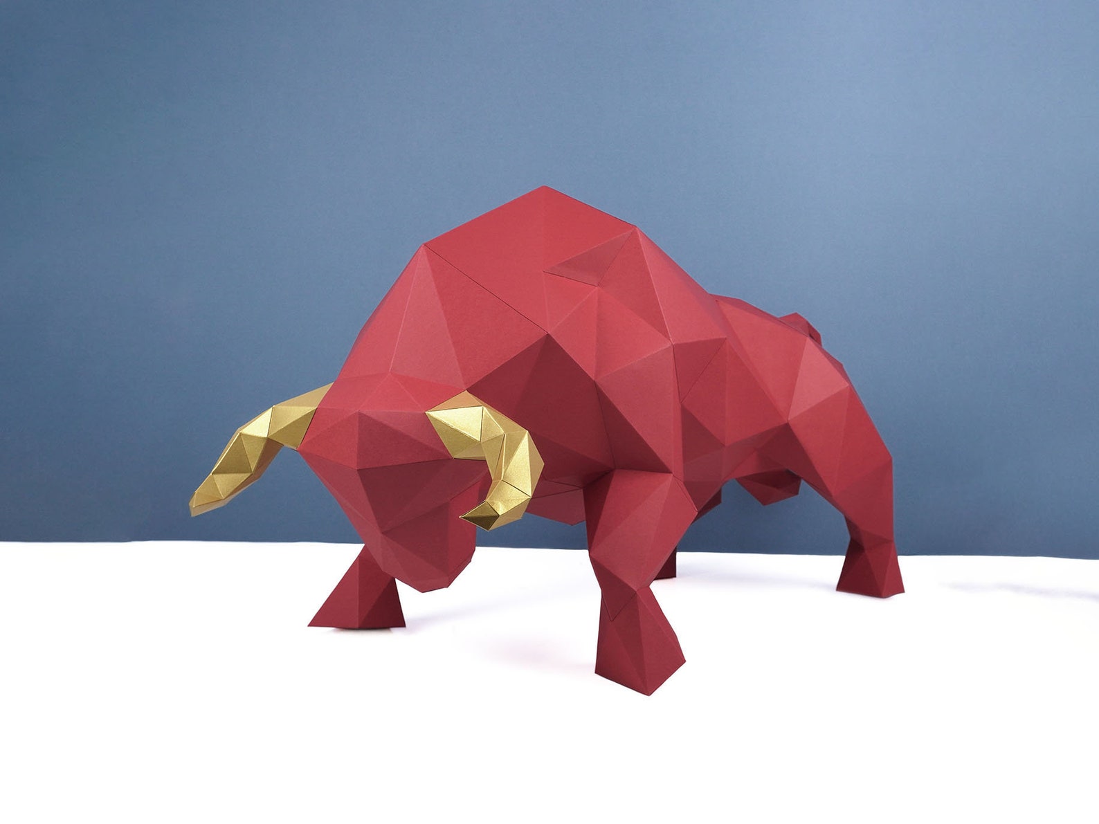 Yona DIY Bull Papercraft Kit, Abstract Low Poly 3D Origami Puzzle for ...