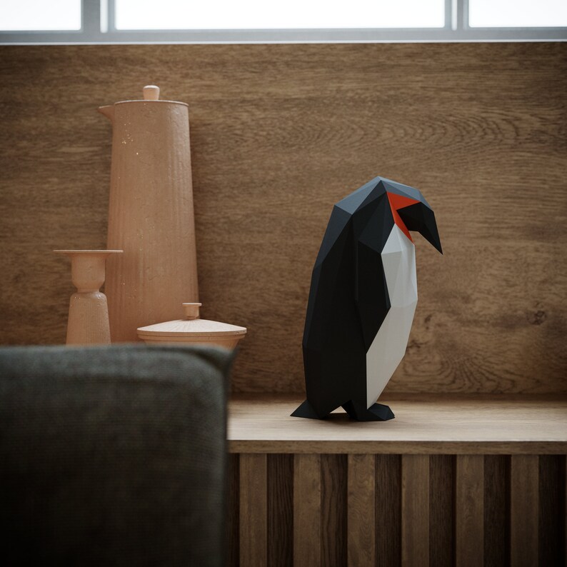 Yona DIY Penguin Papercraft Kit, Abstract Low Poly 3D Origami Puzzle ...