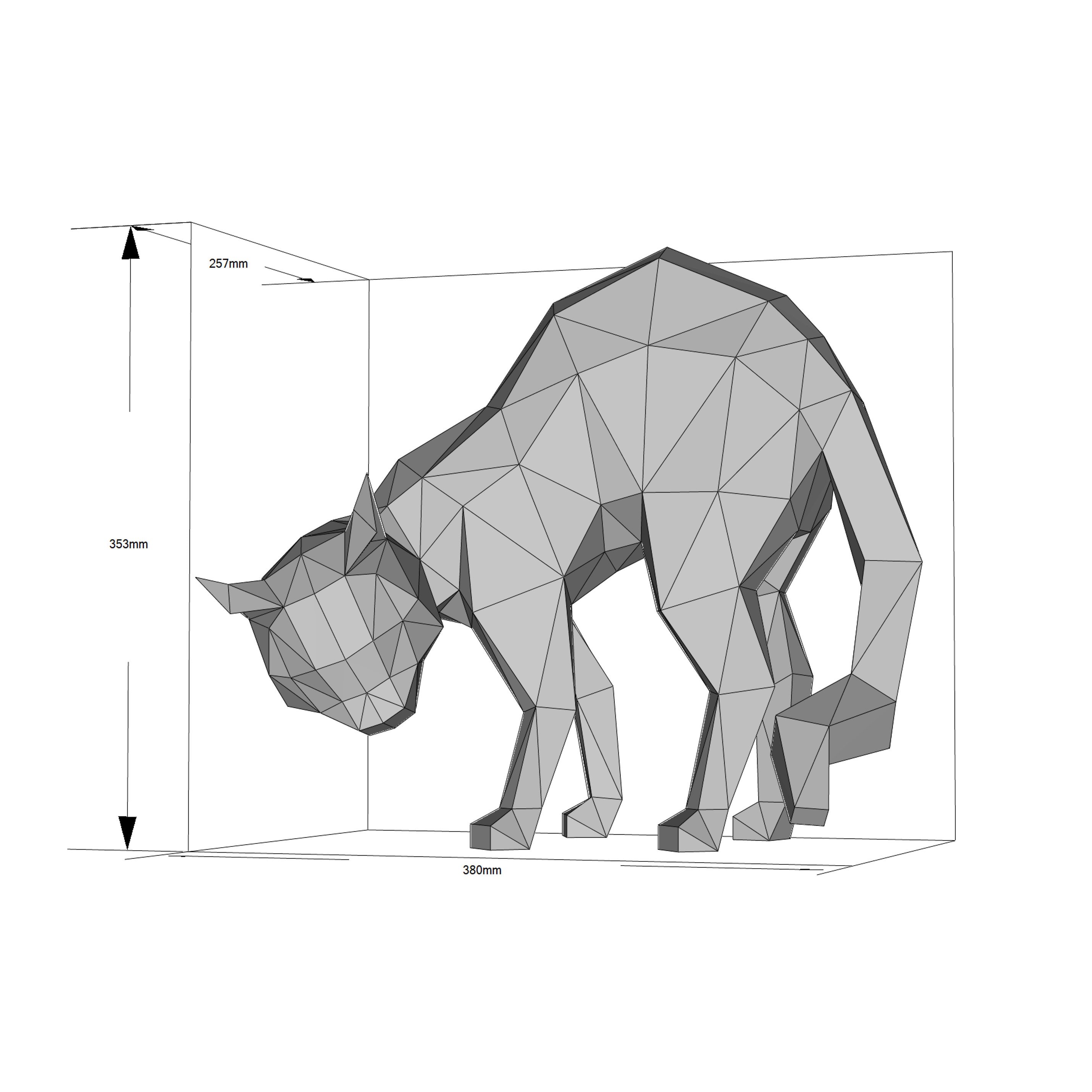 Yona DIY Frightened Cat Papercraft Kit, Abstract Low Poly 3D Origami ...