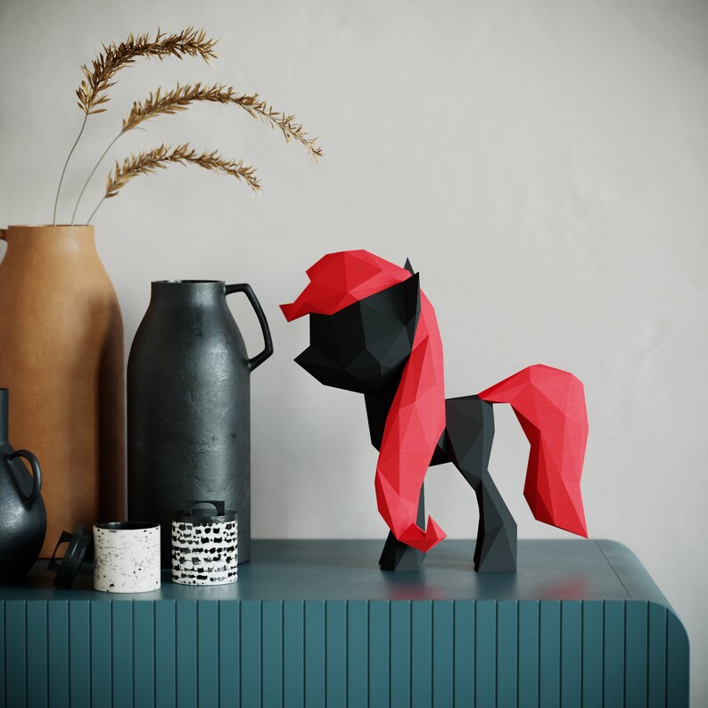 Yona DIY Little Pony Papercraft Kit, Abstract Low Poly 3D Origami ...