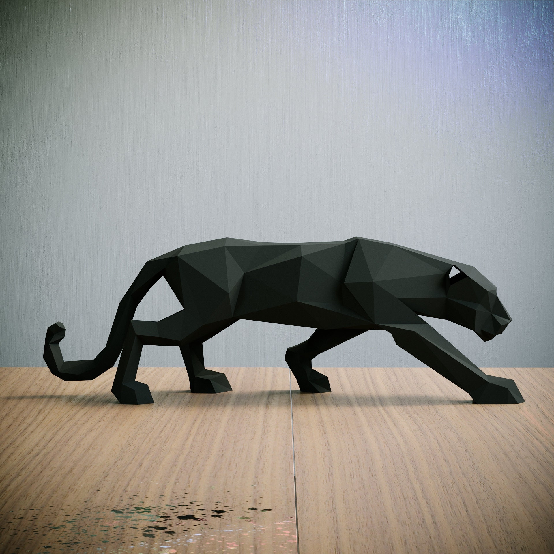 Yona DIY Black Panther Papercraft Kit, Abstract Low Poly 3D Origami ...