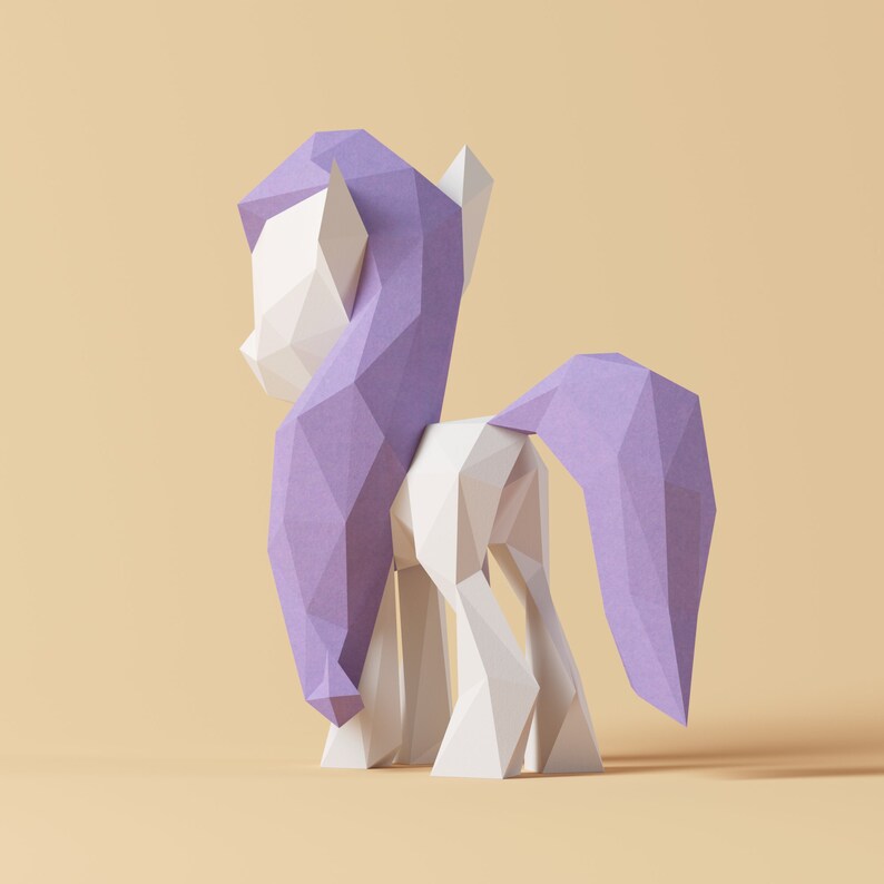 Yona DIY Little Pony Papercraft Kit, Abstract Low Poly 3D Origami ...