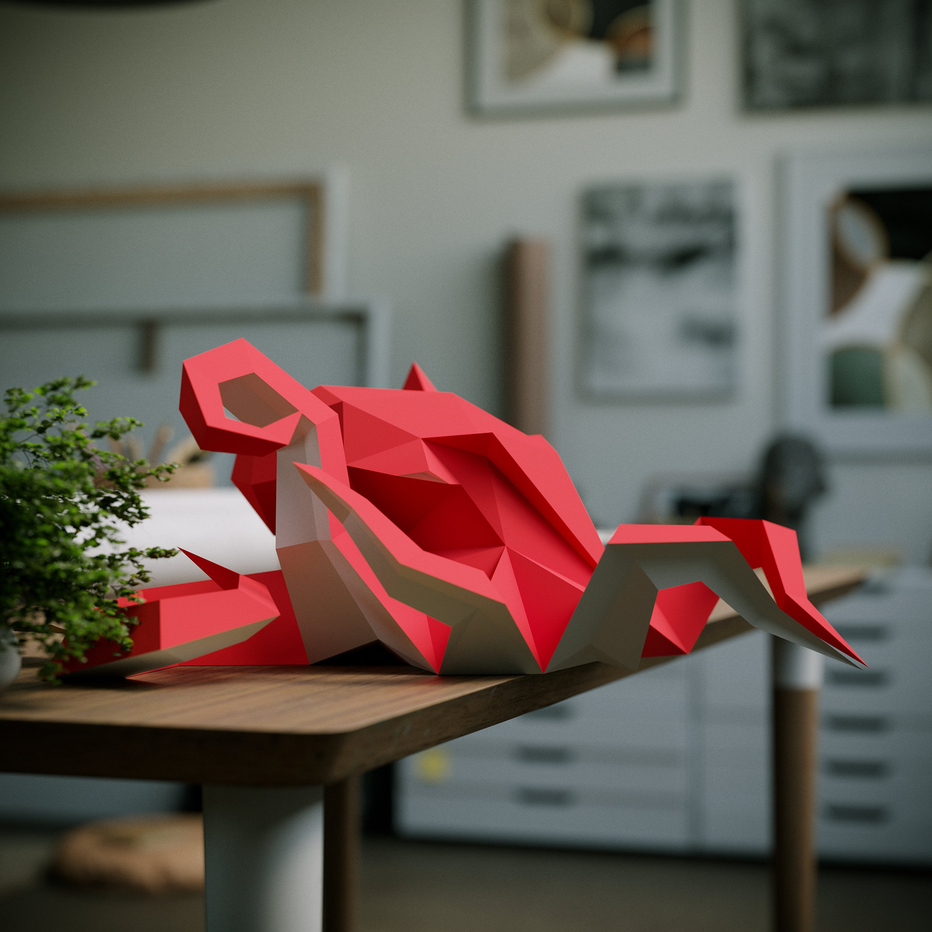 Yona DIY Octopus Papercraft Kit, Abstract Low Poly 3D Origami Puzzle ...