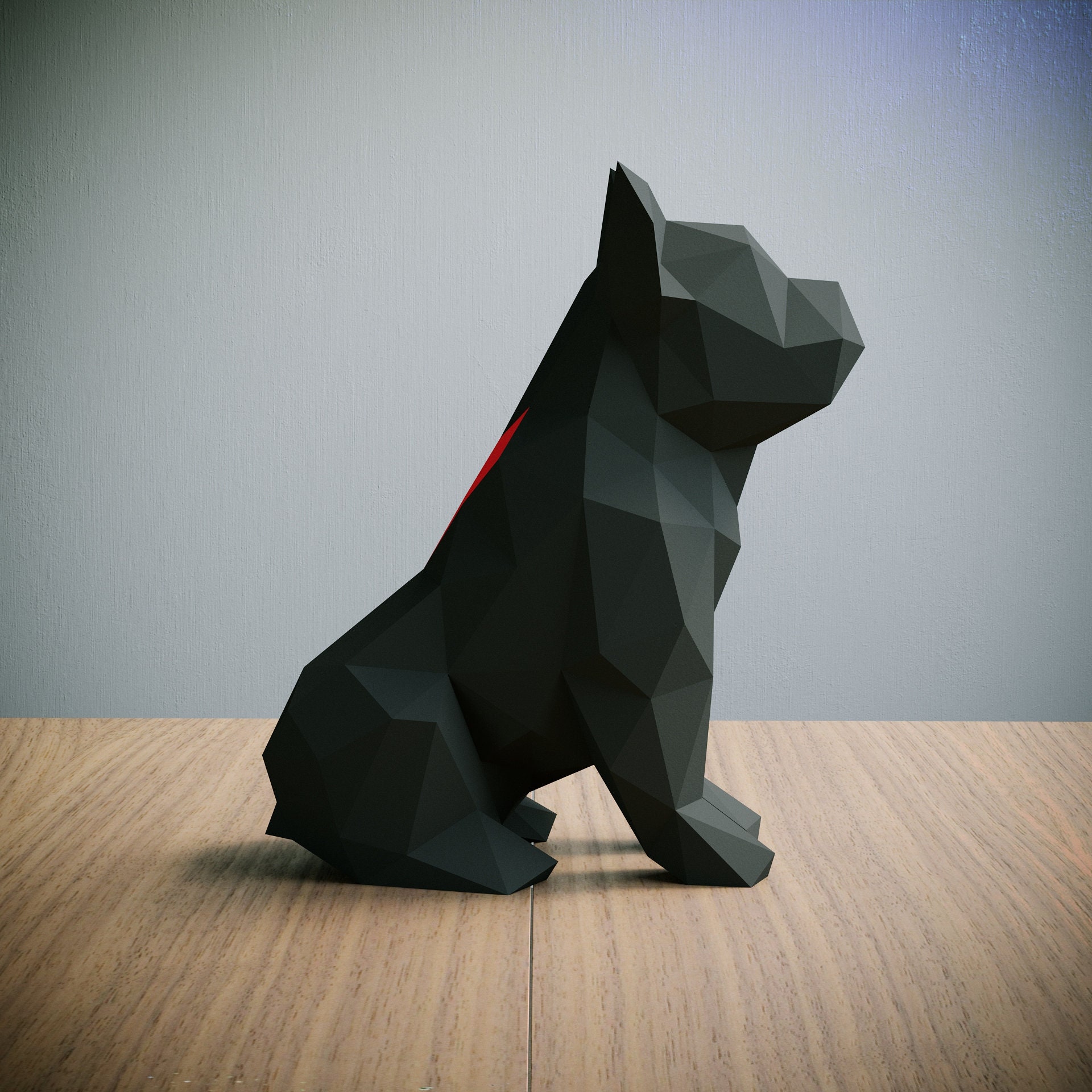Yona DIY French Bulldog Papercraft Kit, Abstract Low Poly 3D Origami ...