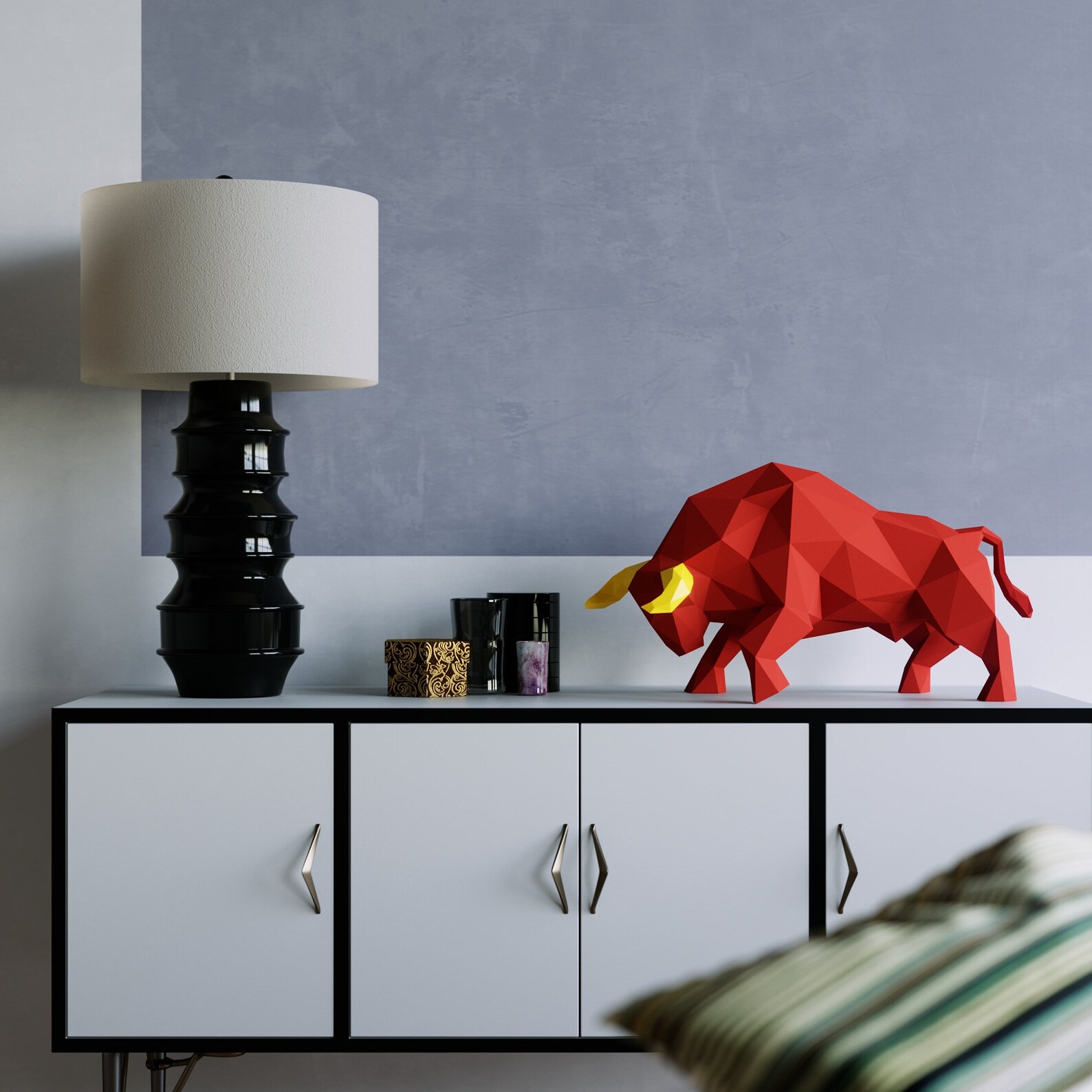 Yona DIY Bull Papercraft Kit, Abstract Low Poly 3D Origami Puzzle for ...