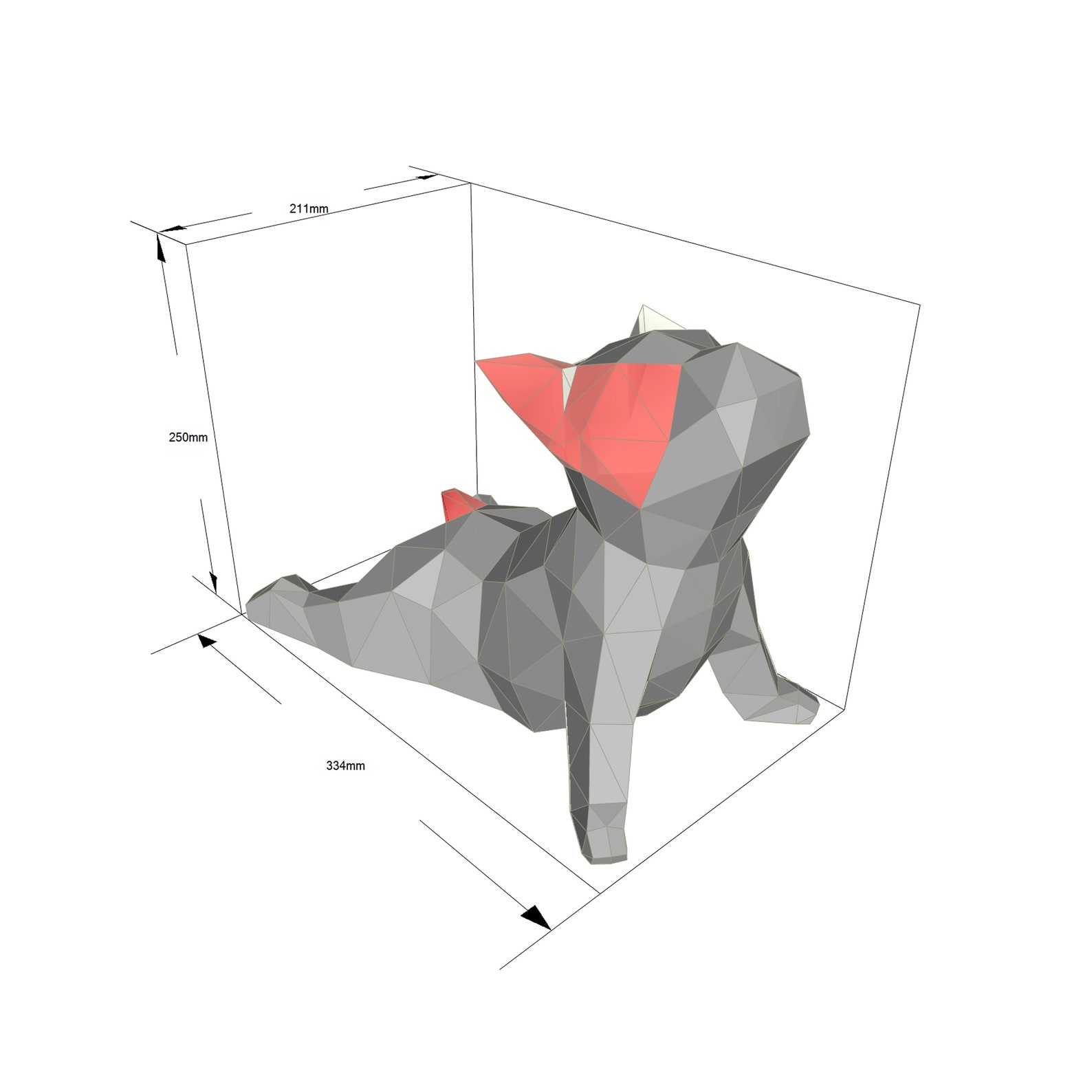 Yona DIY Yoga French Bulldog Papercraft Kit, Abstract Low Poly 3D ...