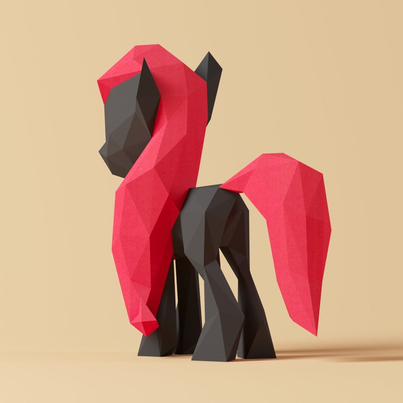 Yona DIY Little Pony Papercraft Kit, Abstract Low Poly 3D Origami ...