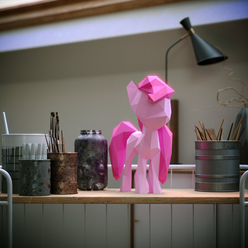 Yona DIY Little Pony Papercraft Kit Abstract Low Poly 3D - Etsy