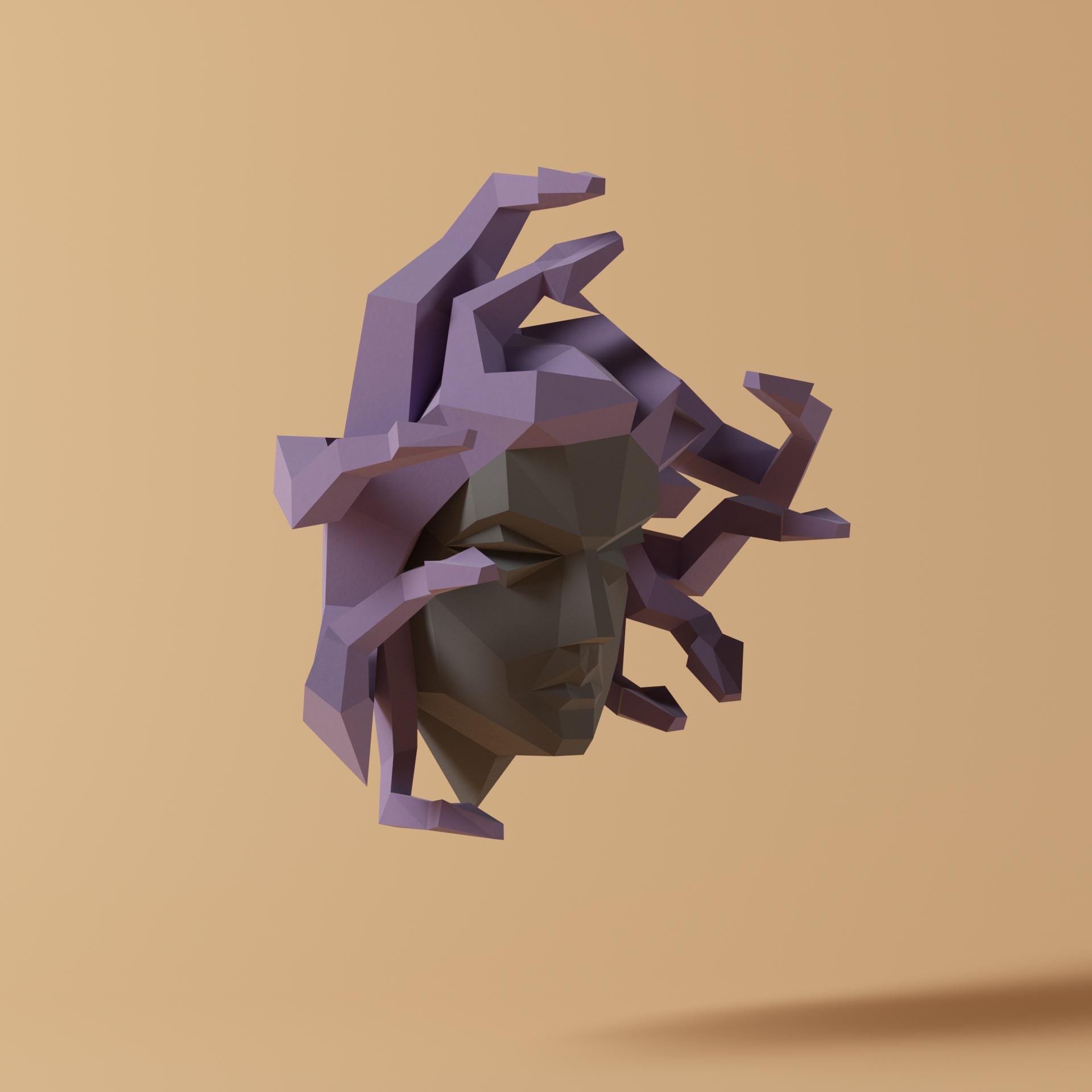 Yona DIY Medusa Papercraft Kit, Abstract Low Poly 3D Origami Puzzle for ...
