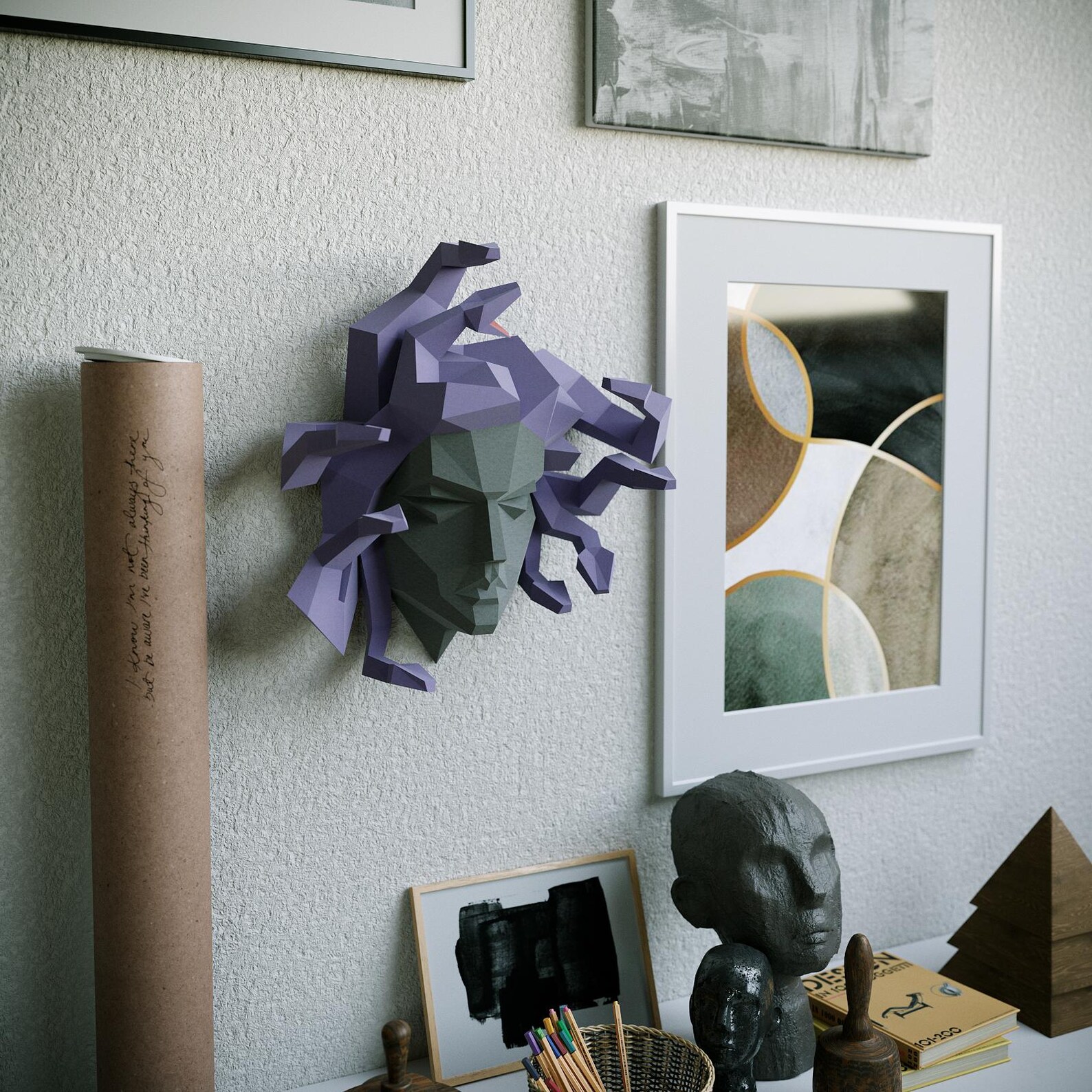 Yona DIY Medusa Papercraft Kit, Abstract Low Poly 3D Origami Puzzle for ...