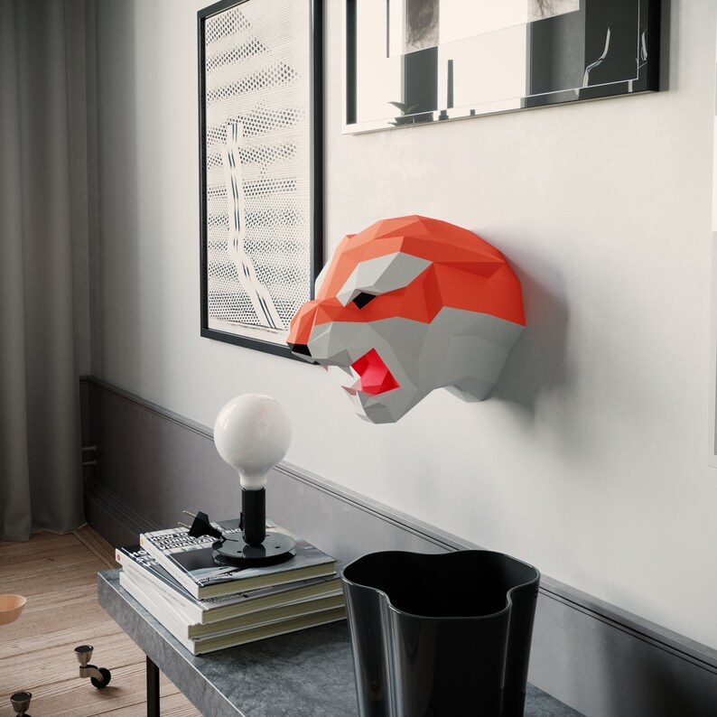 Yona DIY Tiger Head Papercraft Kit, Abstract Low Poly 3D Origami Puzzle ...