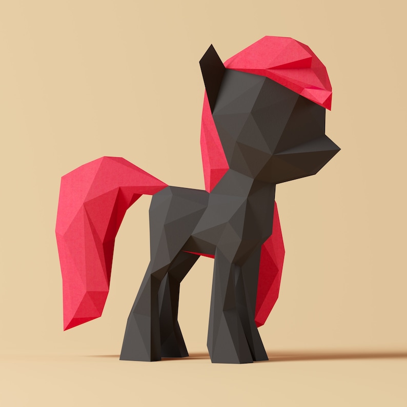 Yona DIY Little Pony Papercraft Kit, Abstract Low Poly 3D Origami ...