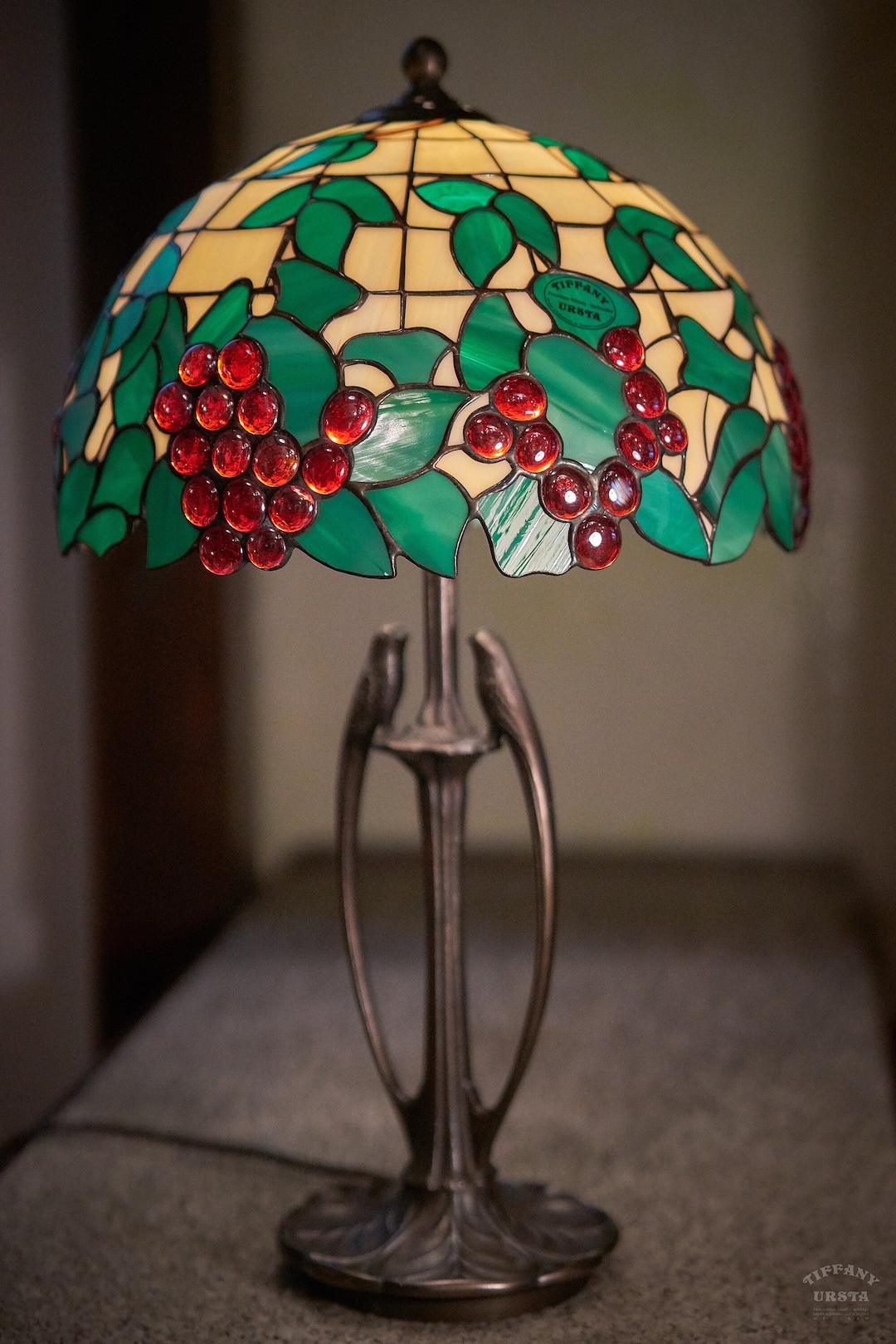 Grapes Tiffany Lamp, Stained Glass Lamp, Lamp Shade, Unique Lighting ...