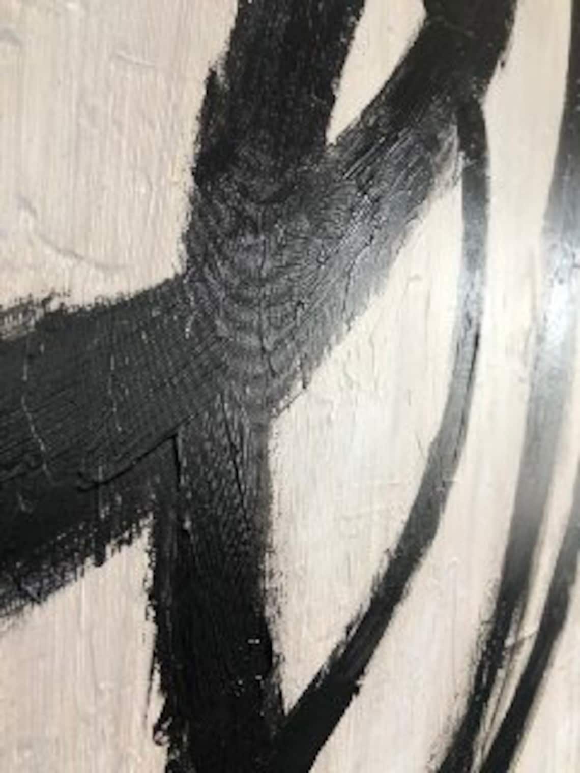 Abstract Circles Art Black and White Painting on Canvas Fine - Etsy