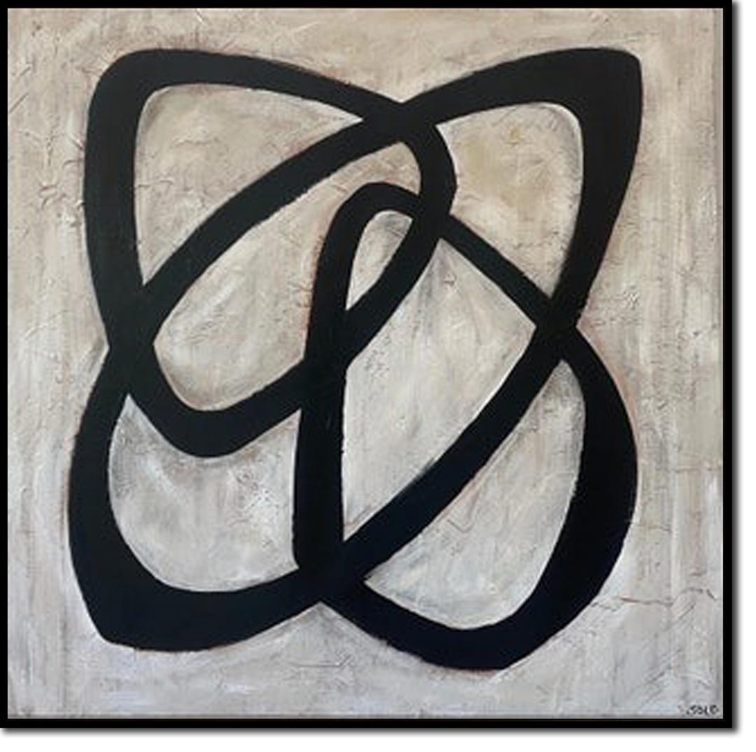 Geometric Loops Art Black and White Painting Monochrome Painting Simple ...