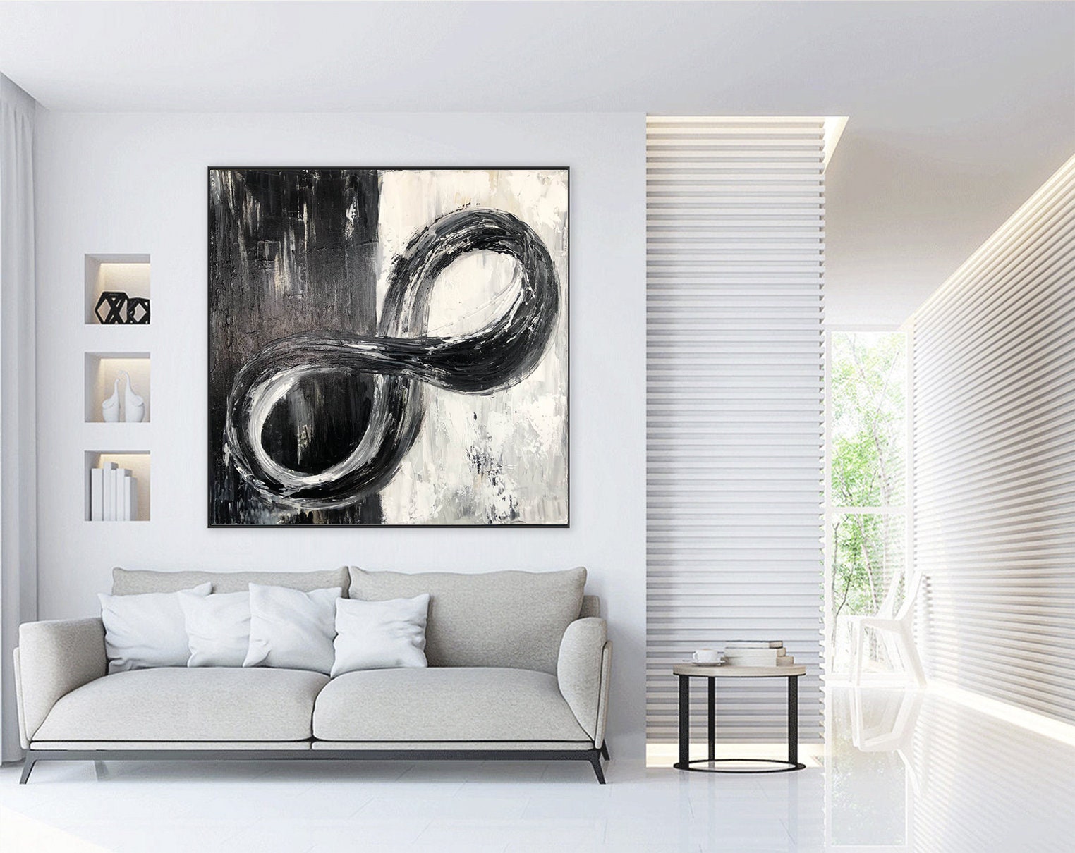 Abstract Infinity Symbol Paintings on Canvas Original Black - Etsy