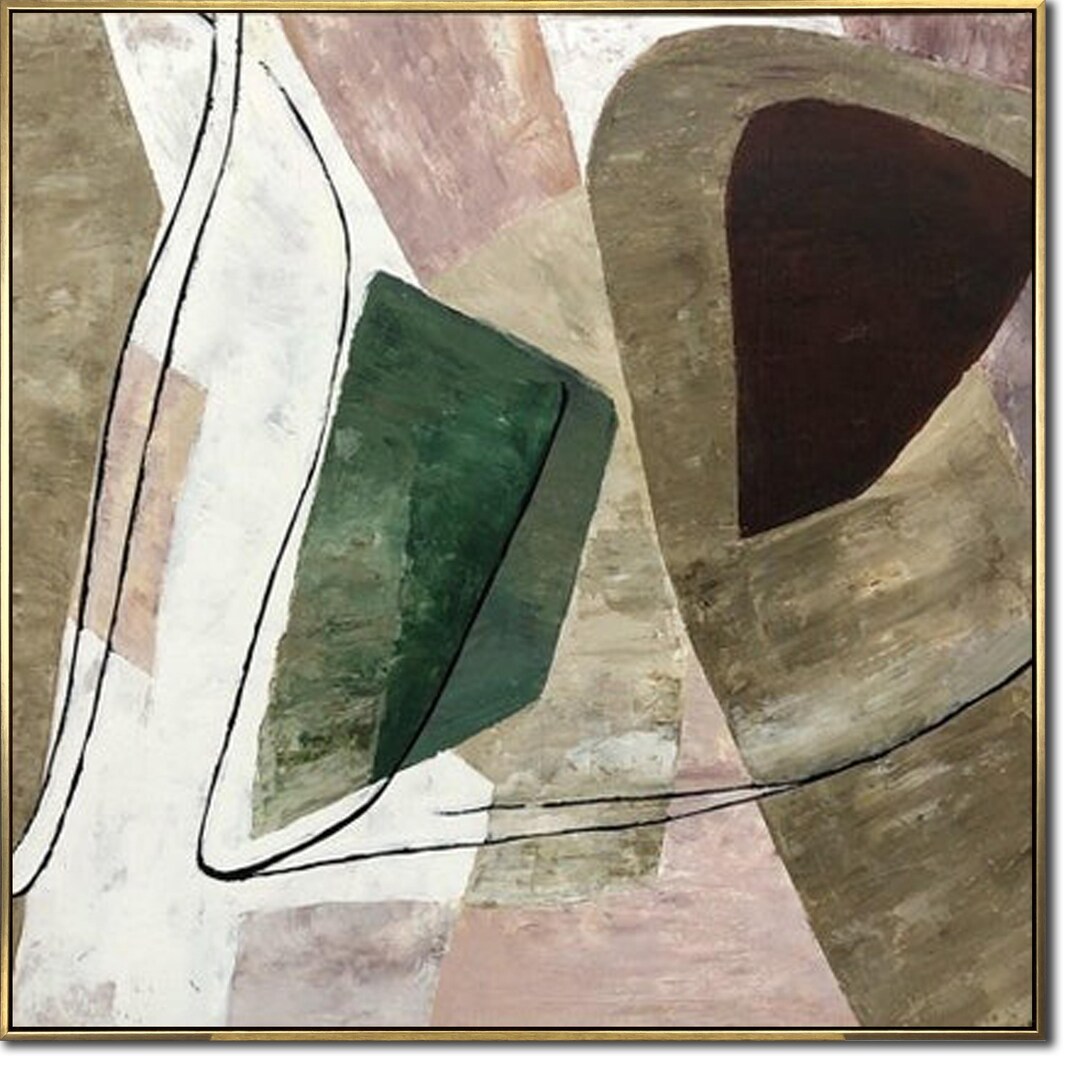 Abstract Beige Paintings Geometric Painting Modern Neutral Wall Art ...