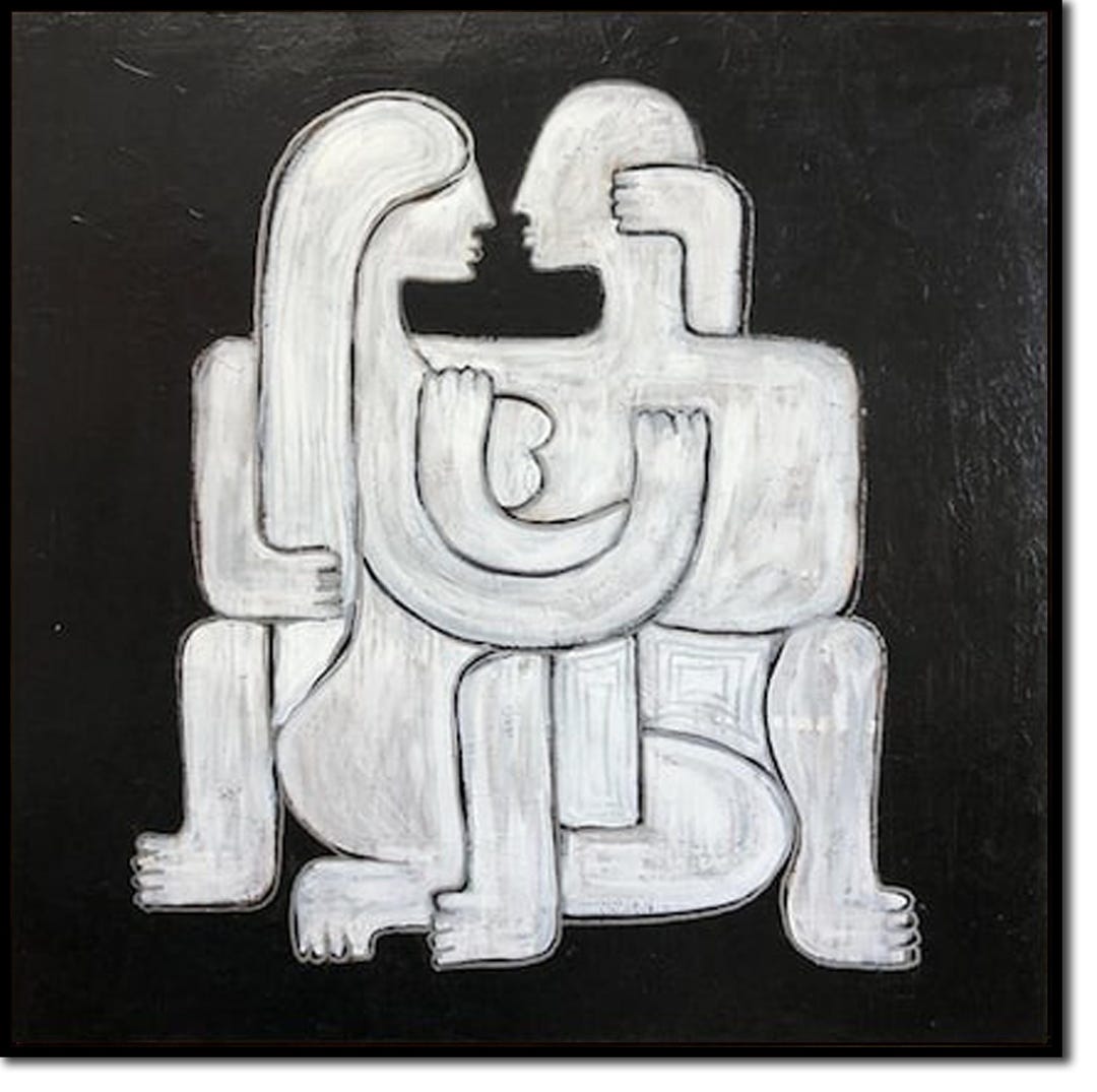Original Abstract Humans Abstract Black and White Paintings on Canvas ...