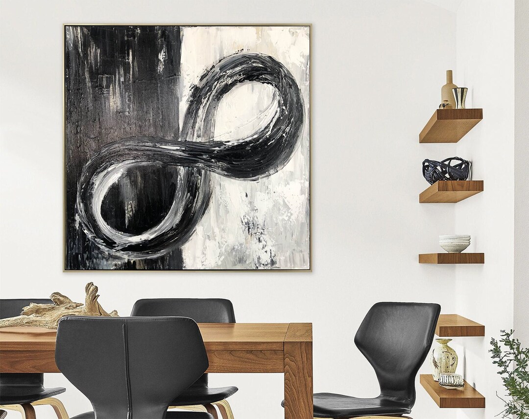 Abstract Infinity Symbol Paintings on Canvas Original Black and White ...