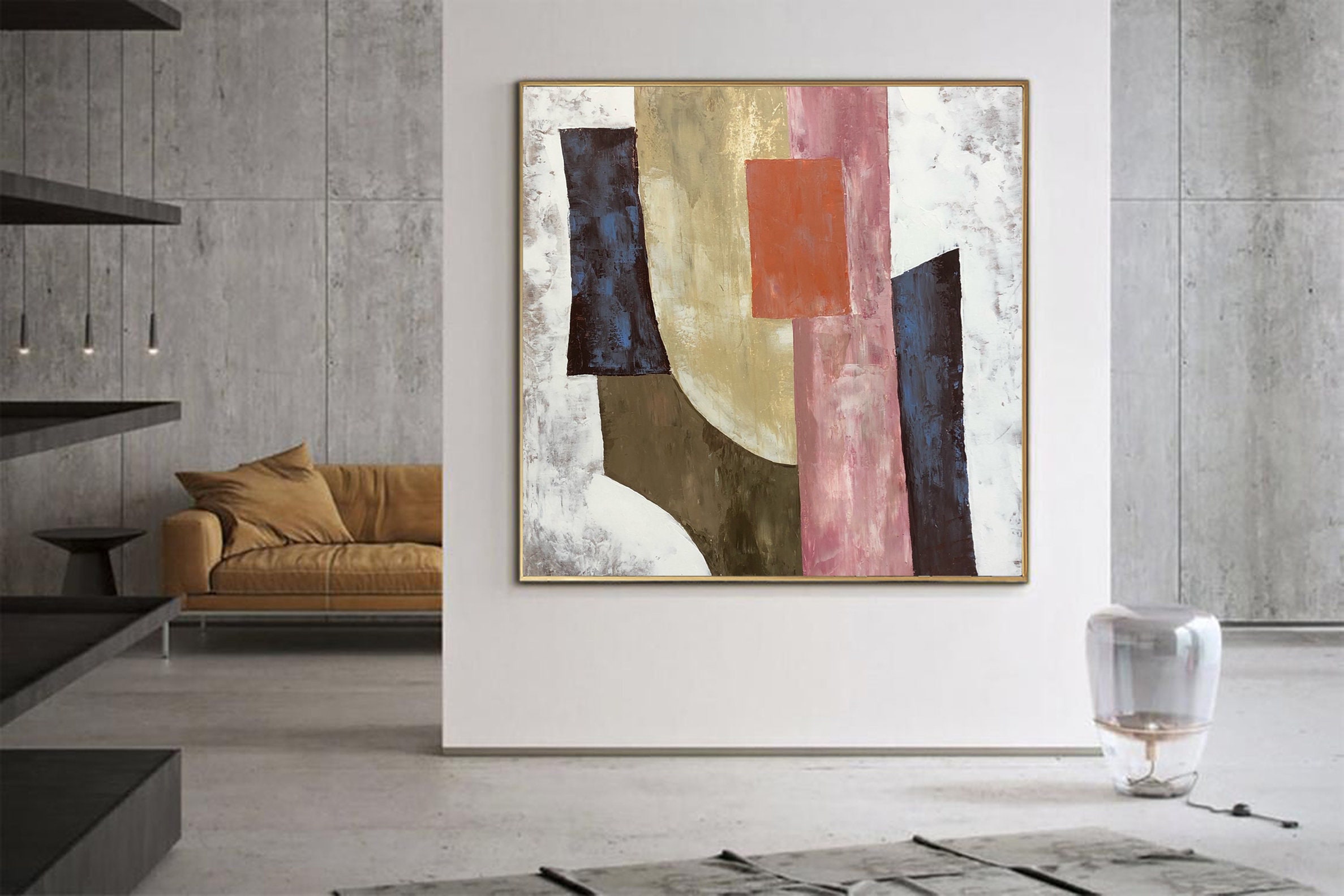 Abstract Painting on Canvas Neutral Wall Art Geometric - Etsy